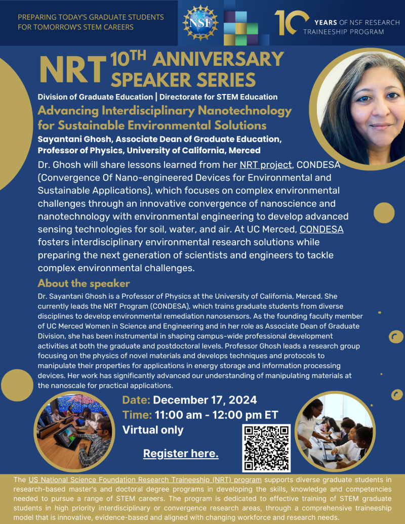 NSF Research Traineeship (NRT) 10th Anniversary Speaker Series | NSF - National Science Foundation